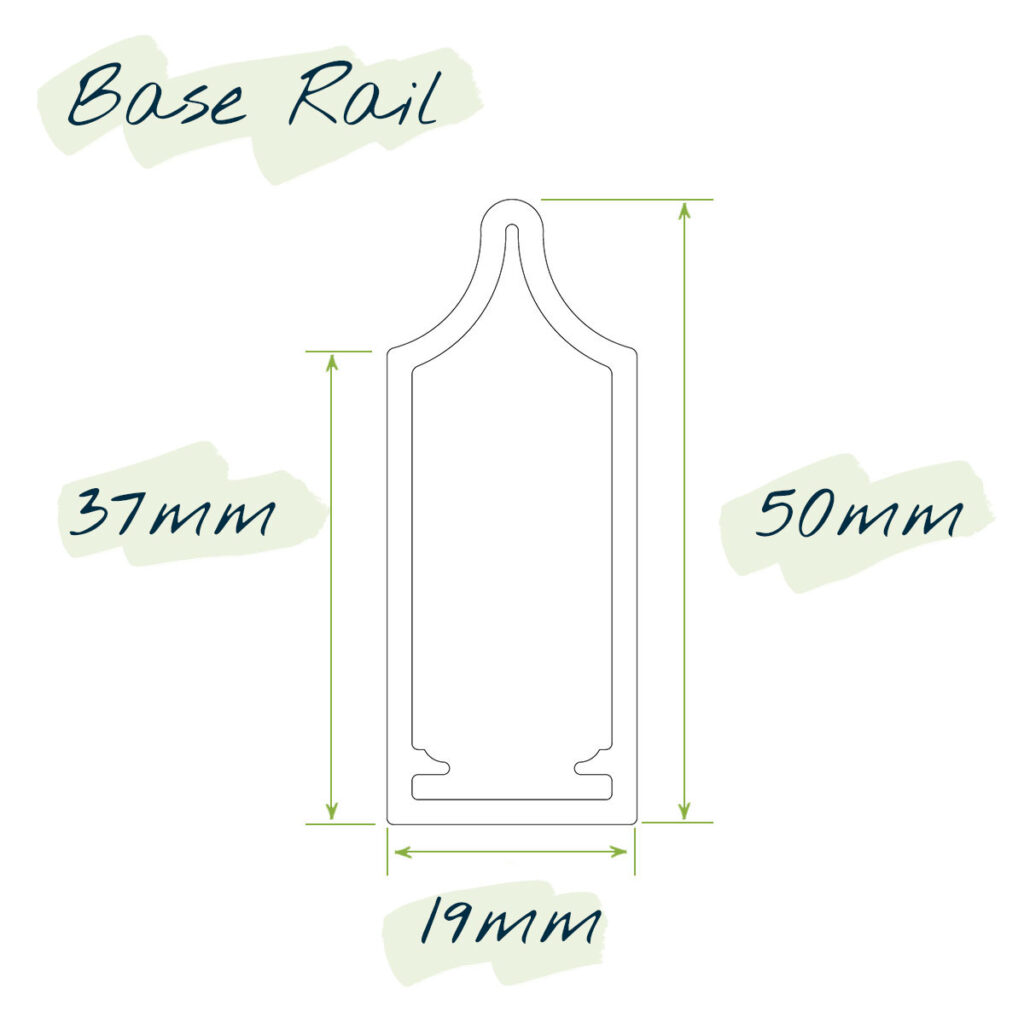 Black Top & Base Rail Kit with Fixings - 1850mm | Shop Online
